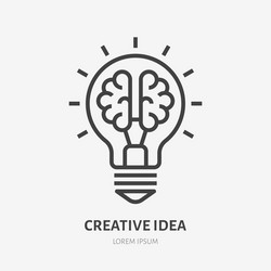 Human brain in lightbulb sketch Royalty Free Vector Image