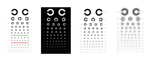 Snellen e and the landolt c symbols eye test chart
