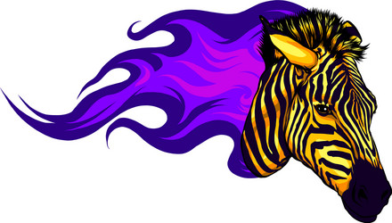 Monochromatic zebra head with flames Royalty Free Vector