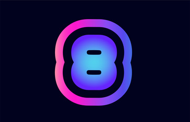 Number 8 logo icon design in pink blue colors Vector Image