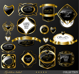 Black and golden labels Royalty Free Vector Image