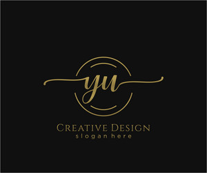 Yu initial handwriting logo design Royalty Free Vector Image