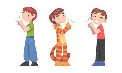 Set of happy smiling kids clapping their hands Vector Image