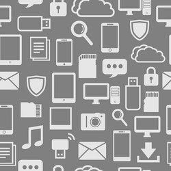 Different tech icons seamless pattern Royalty Free Vector