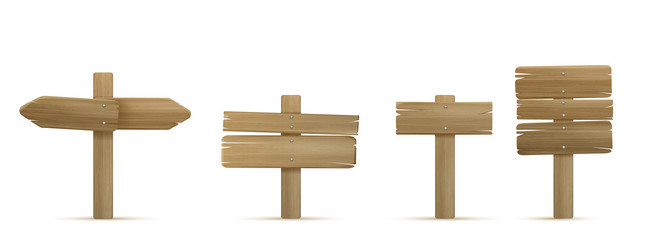 Wooden boards and direction signs Royalty Free Vector Image