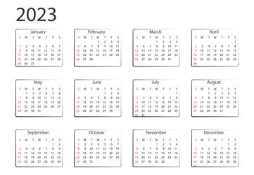 Calendar 2023 year the week Royalty Free Vector Image