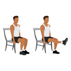 Man doing seated machine leg extensions exercise Vector Image