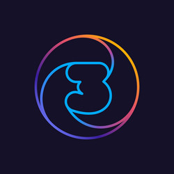 3 logo isometric number three neon lights emblem Vector Image