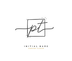 P t pt initial letter handwriting and signature Vector Image