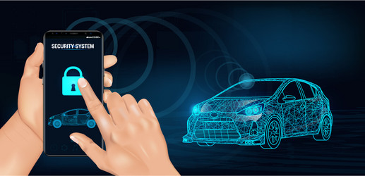 Smart car security system icon in futuristic style