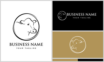 Line art cow logo template Royalty Free Vector Image