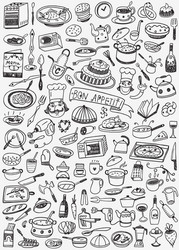Cooking food doodles Royalty Free Vector Image