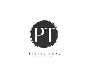 P t pt initial letter handwriting and signature Vector Image