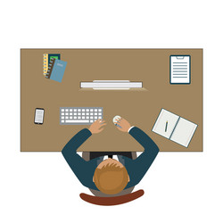 Workplace in office top view Royalty Free Vector Image