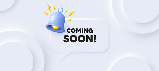 Coming soon tag promotion banner sign neumorphic Vector Image