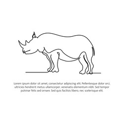 Rhino line design wildlife decorative elements Vector Image