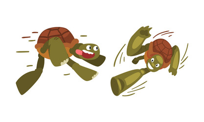 Cute Turtle Cartoon Running Vector Images (over 290)