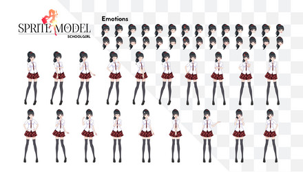 Set of emotions sprite full length character Vector Image