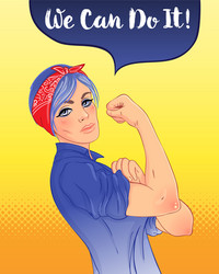 Women avatars holding banners design Royalty Free Vector