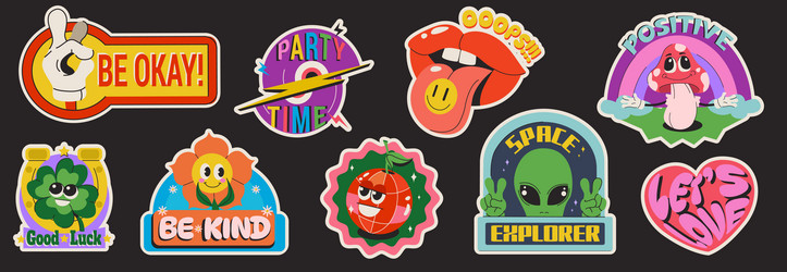 Y2k retro pixel sticker pack Royalty Free Vector Image