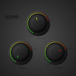 Volume switch black round button knob Royalty Free Vector