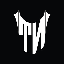 Nt logo monogram shield sharp half round shape Vector Image