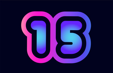 Pink white blue number 15 logo company icon design
