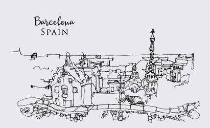 Barcelona spain drawn sketch Royalty Free Vector Image