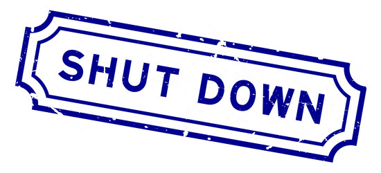 Grunge green shut down word rubber seal stamp Vector Image