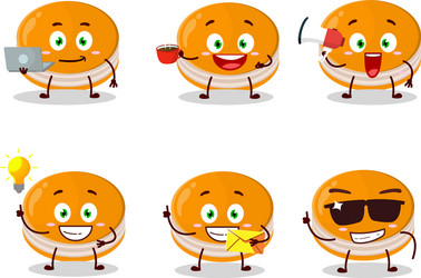 Dorayaki cartoon character with various types Vector Image