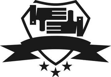 Shield ribbon star commitment teamwork together Vector Image