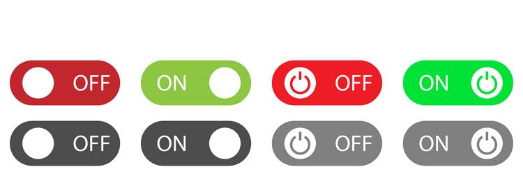 Flat icon on and off toggle switch button format Vector Image