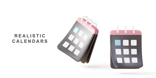 3d set realistic calendars on white background Vector Image