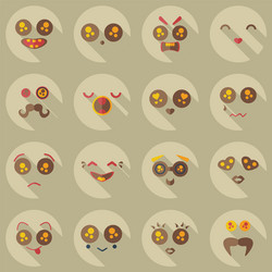 Flat concept set modern design with shadow smiley Vector Image