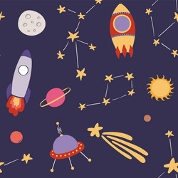 Childish seamless pattern hand drawn space Vector Image