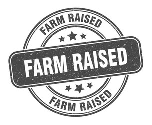 Farm raised stamp label round grunge Royalty Free Vector