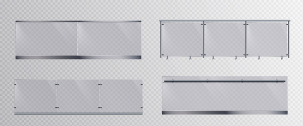 Glass handrails set on transparent background Vector Image
