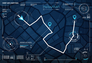 Hud navigation city map screen interface compass Vector Image