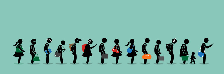 People queue waiting line Royalty Free Vector Image