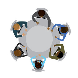 Five people different races sitting and working Vector Image