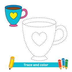 Trace and color for kids cup Royalty Free Vector Image
