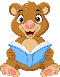 Cartoon bear and rabbit reading book Royalty Free Vector