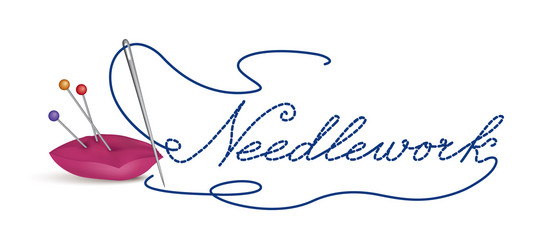 Hand with needle and thread Royalty Free Vector Image