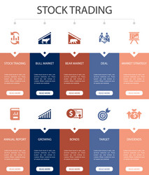 Stock trading infographic 10 option templatebull Vector Image