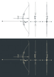 Target recurve bow kit isometric blueprints Vector Image