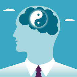 Vitruvian man with yin yang symbol Royalty Free Vector Image