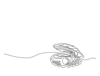 Continuous one line drawing of sea shell simple Vector Image
