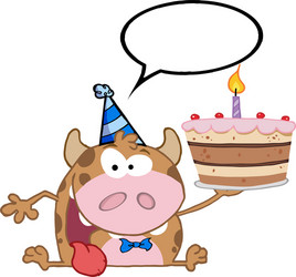 Birthday cow cartoon Royalty Free Vector Image