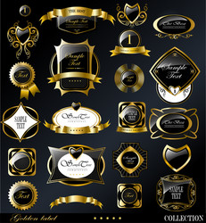 Black gold labels Royalty Free Vector Image - VectorStock