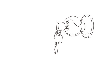 Continuous one line drawing door knob locks Vector Image